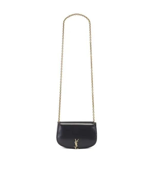 Saint Laurent Logo Plaque Foldover Top Mini Clutch Bag