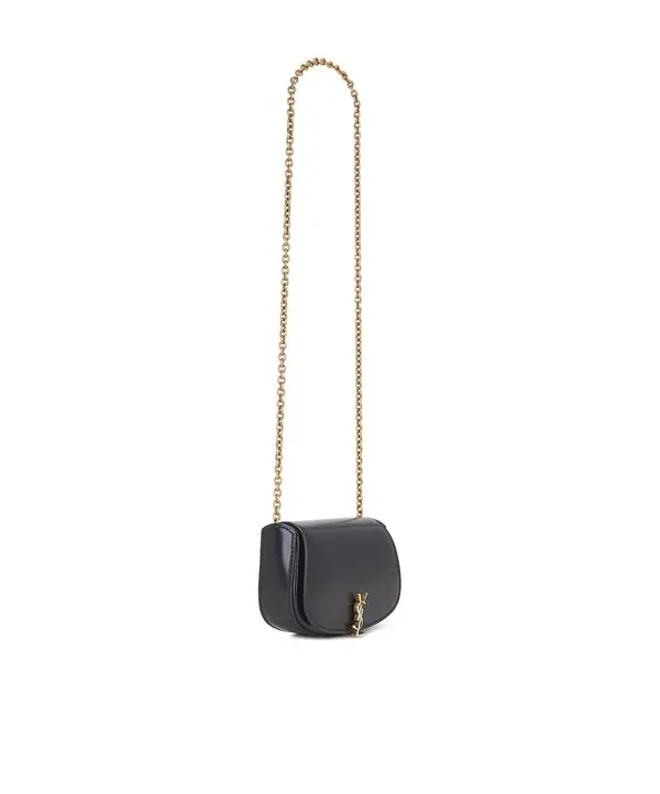 Saint Laurent Logo Plaque Foldover Top Mini Clutch Bag