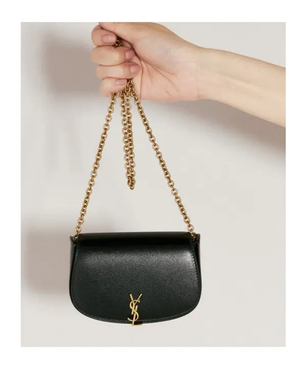 Saint Laurent Logo Plaque Foldover Top Mini Clutch Bag