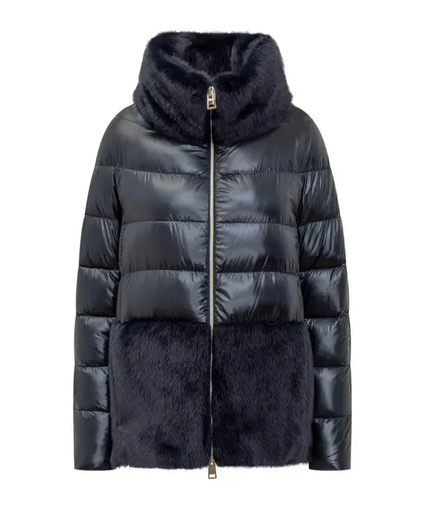 Herno High-neck Padded Down Jacket With Fur Accents
