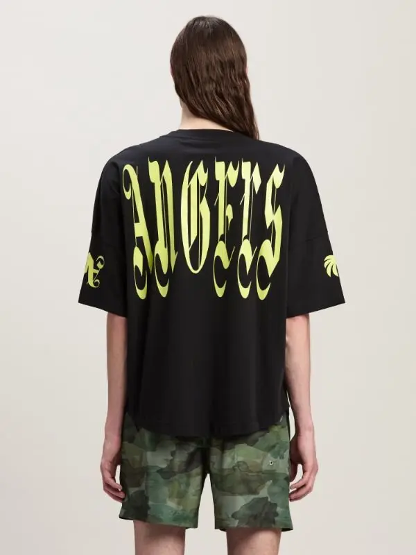 Palm Angels Gothic Logo Printed Crewneck T-shirt