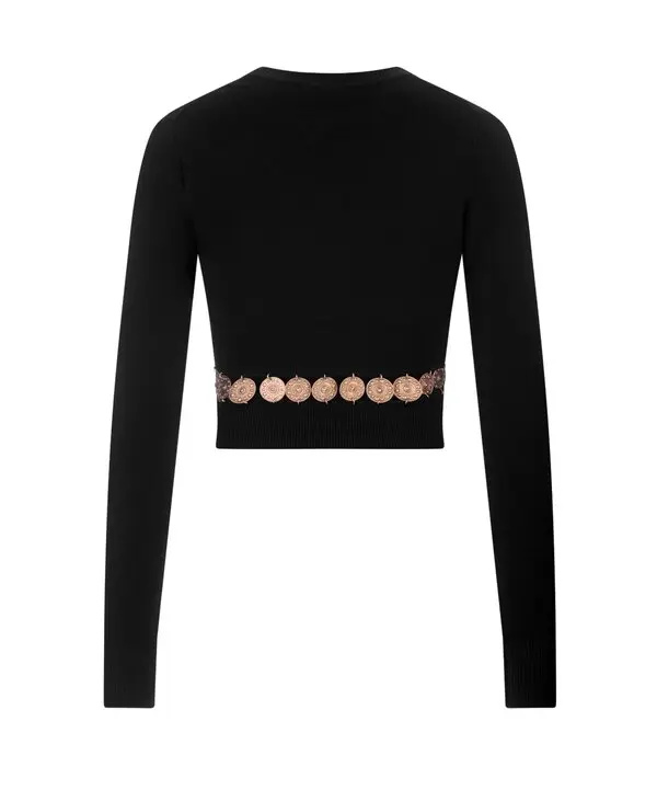 Rabanne Ribbed-knit Stud Embellished Cropped Top