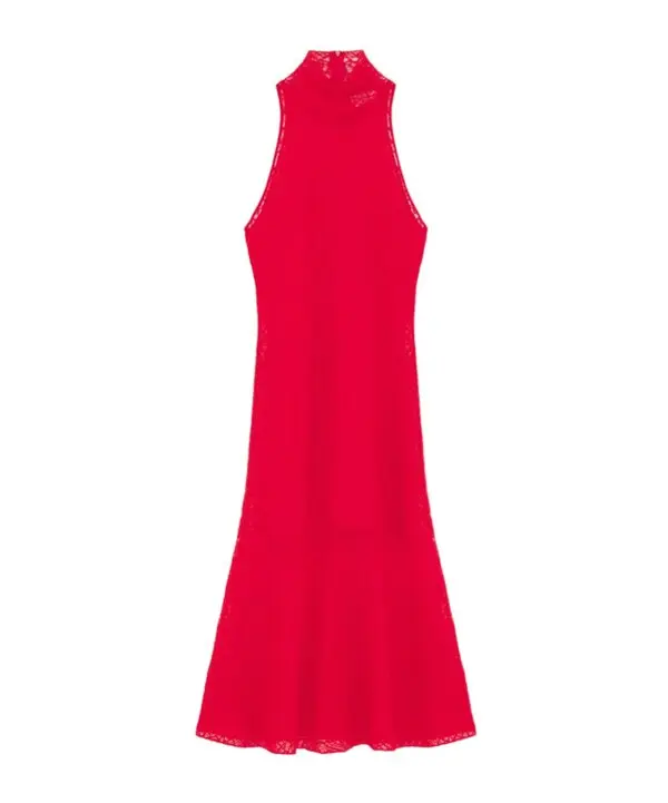 Alexander McQueen Spider Lace Midi Dress - Red