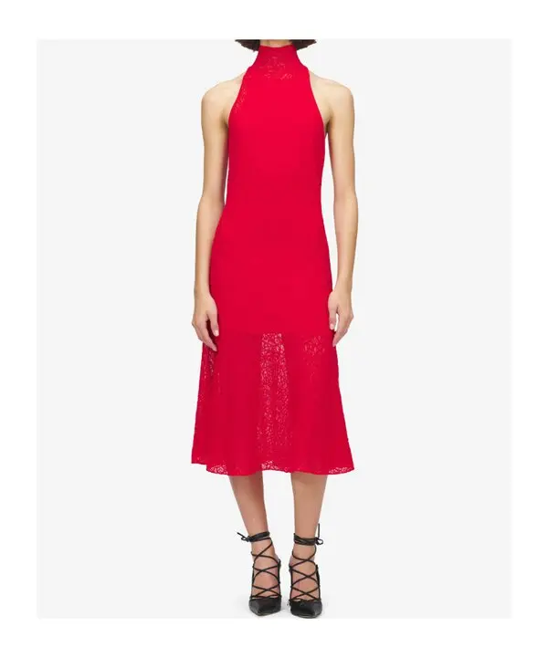 Alexander McQueen Spider Lace High Neck Midi Dress