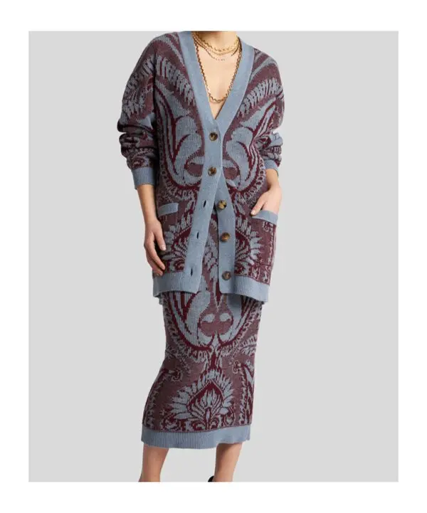 Etro Jacquard V-neck Buttoned Cardigan