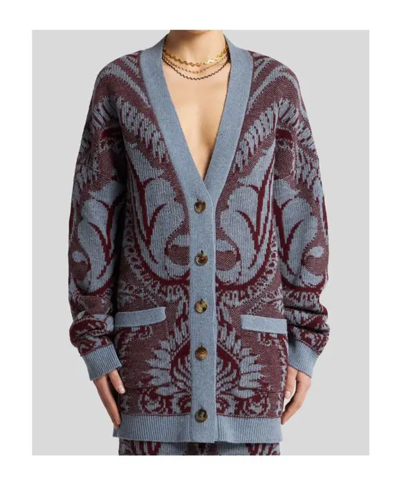 Etro Jacquard V-neck Buttoned Cardigan