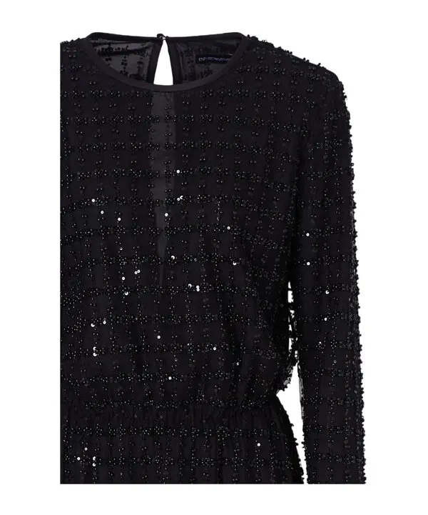 Emporio Armani Embellished Tulle Long Dress