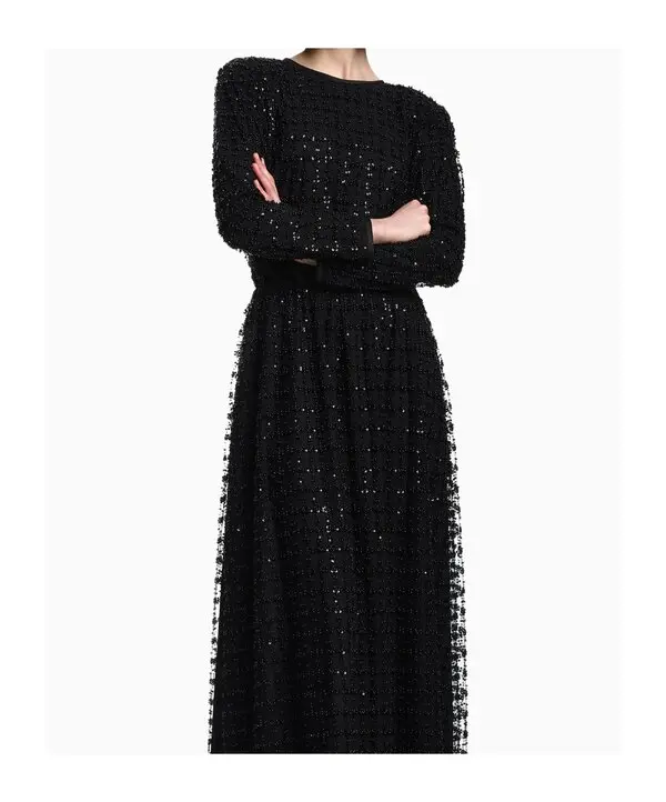 Emporio Armani Embellished Tulle Long Dress