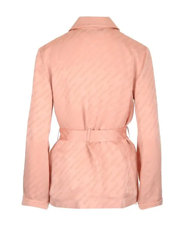Off-White Belted Logo Patterned Shirt Jacket