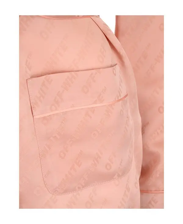 Off-White Belted Logo Patterned Shirt Jacket