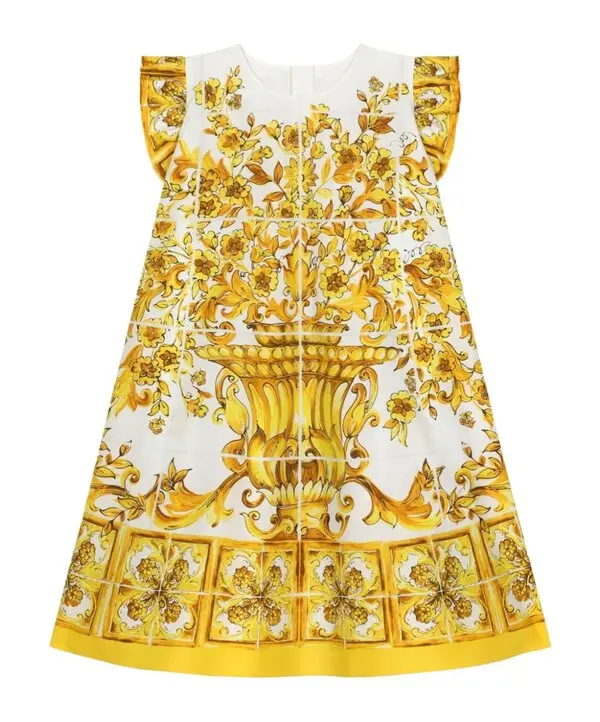 Dolce & Gabbana Majolica-print Cotton Dress - Yellow