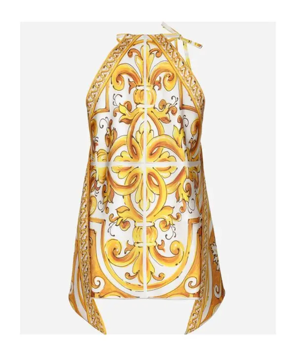 Dolce & Gabbana Majolica Print Halterneck Top - Multicolor