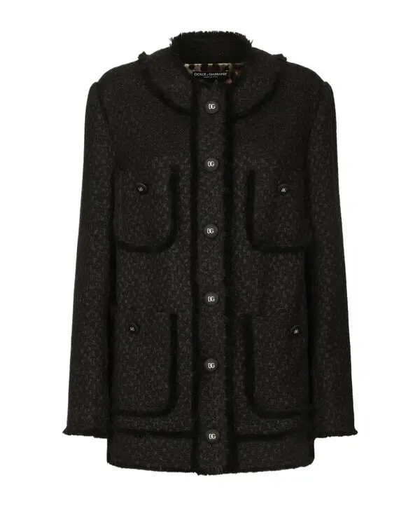 Dolce & Gabbana Dolce Gabbana Single-breasted Raschel Tweed Jacket - Black