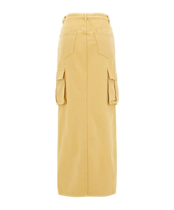 SELF-PORTRAIT Embellished Denim Cargo Maxi Skirt