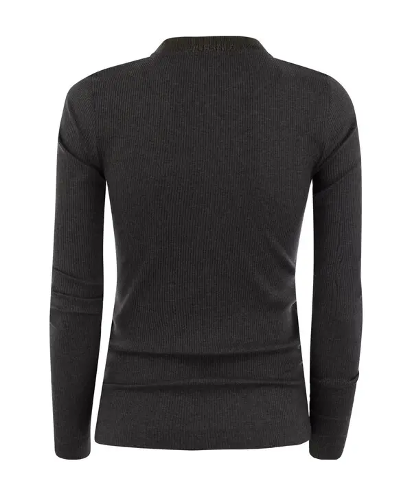 Brunello Cucinelli Monili Embellished Ribbed Knit Jumper