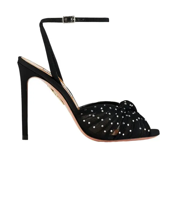 AQUAZZURA Slow Kisses Ankle Strap Sandals - Black