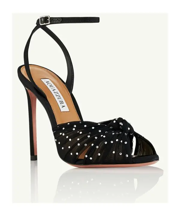 AQUAZZURA Slow Kisses Rhinestone Embellished Ankle Strap Sandals