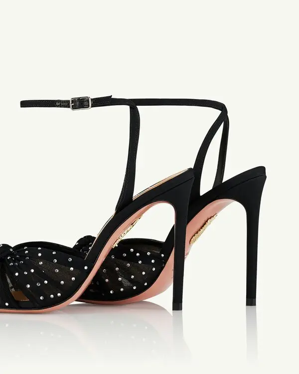 AQUAZZURA Slow Kisses Rhinestone Embellished Ankle Strap Sandals