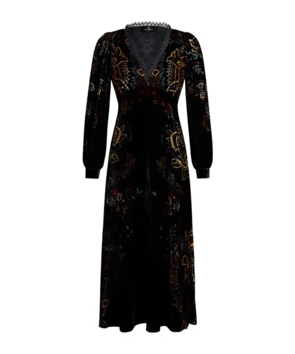 Etro Printed Velvet Dress - Black