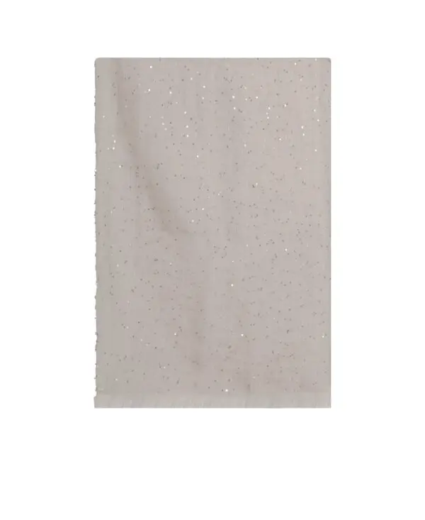 Brunello Cucinelli Glitter Embellished Frayed-edge Scarf - Gray