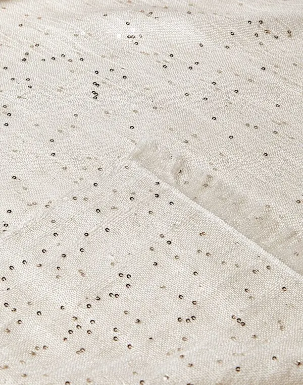Brunello Cucinelli Glitter Embellished Frayed-edge Scarf