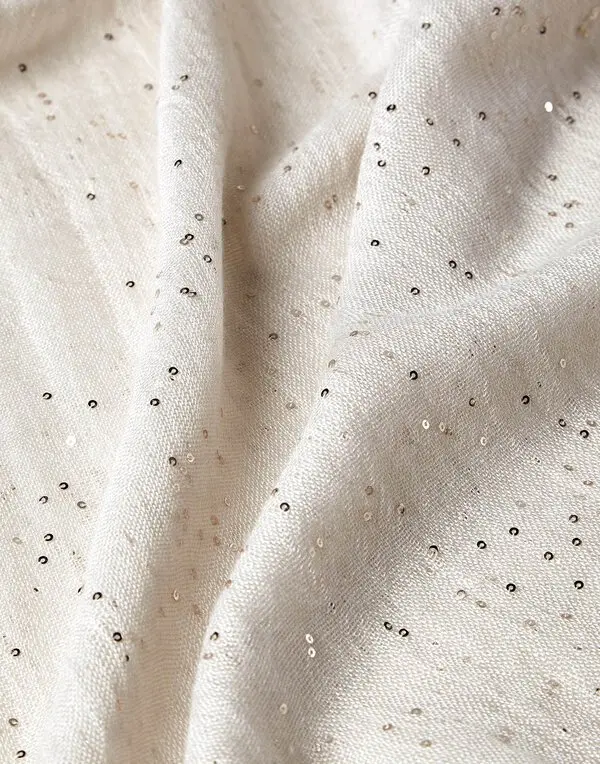 Brunello Cucinelli Glitter Embellished Frayed-edge Scarf