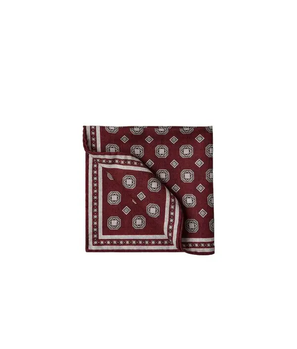 Brunello Cucinelli Logo Patch Graphic Printed Pocket Square - Brown