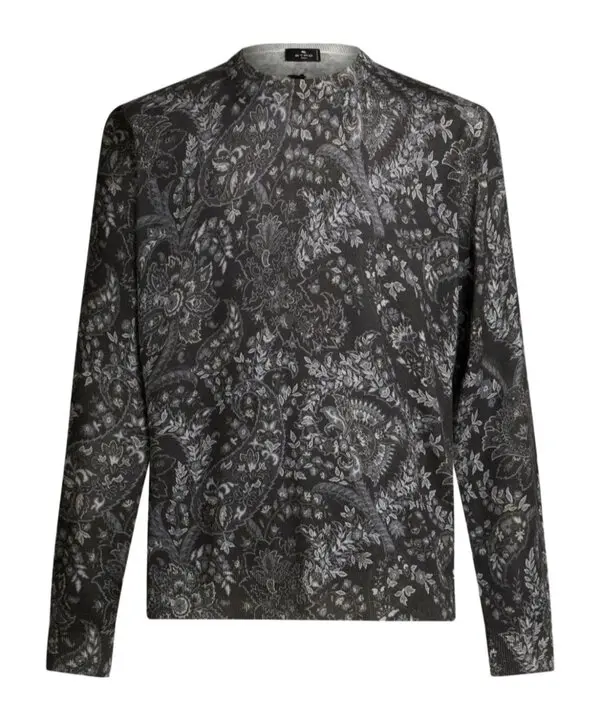 Etro Paisley Intarsia-knitted Long-sleeved Jumper - Black