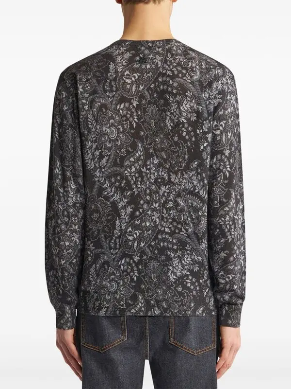 Etro Paisley Intarsia-knitted Long-sleeved Jumper - Black