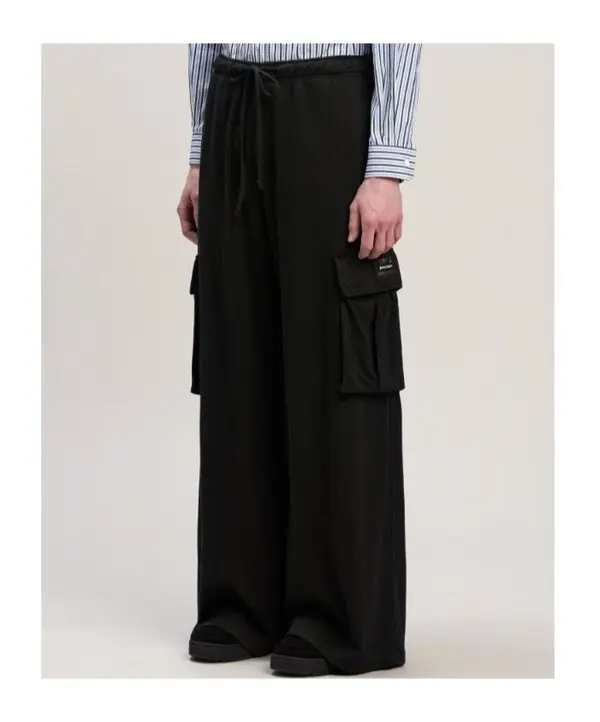 Palm Angels Wide Leg Drawstring Cargo Pants