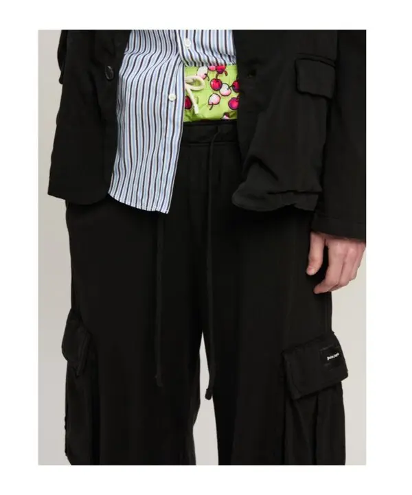 Palm Angels Wide Leg Drawstring Cargo Pants