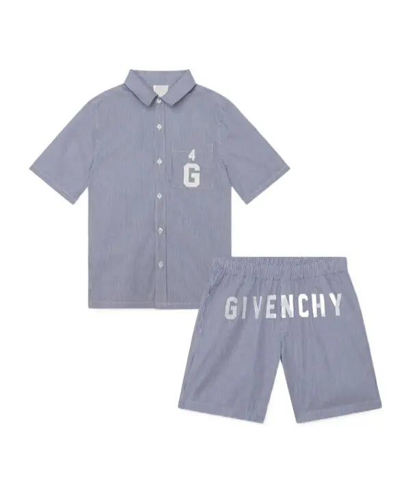 Givenchy 4g Striped Cotton Shorts Set