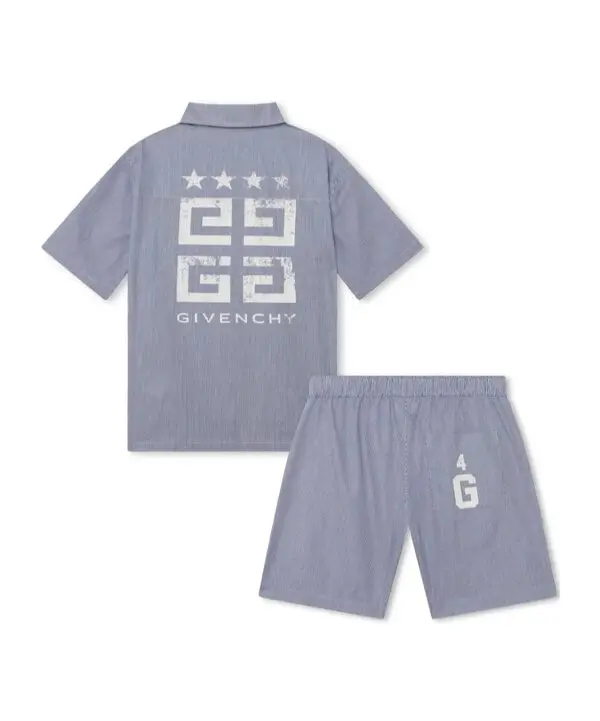Givenchy 4g Striped Cotton Shorts Set