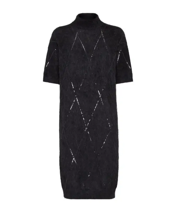 Brunello Cucinelli Sequin Embellished Roll-neck Midi Dress