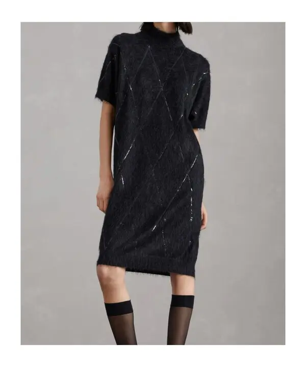 Brunello Cucinelli Sequin Embellished Roll-neck Midi Dress