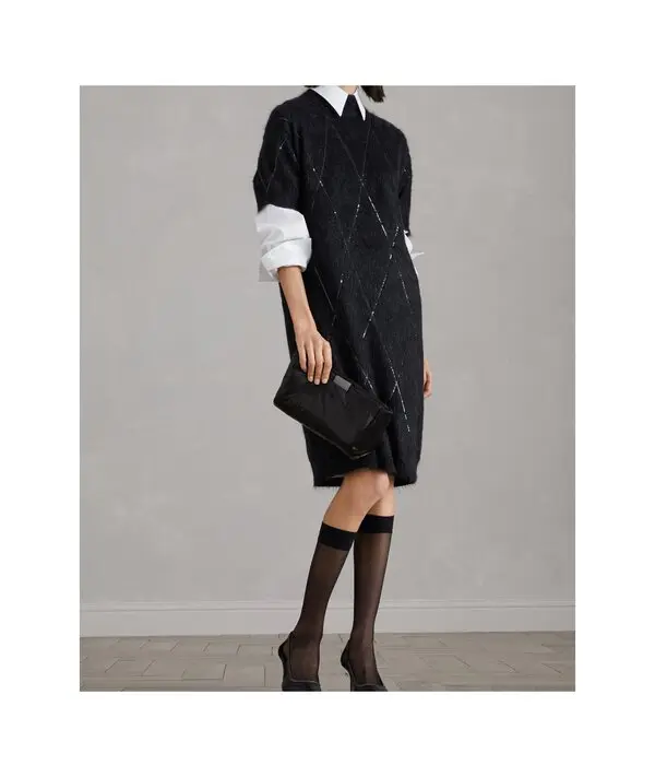Brunello Cucinelli Sequin Embellished Roll-neck Midi Dress