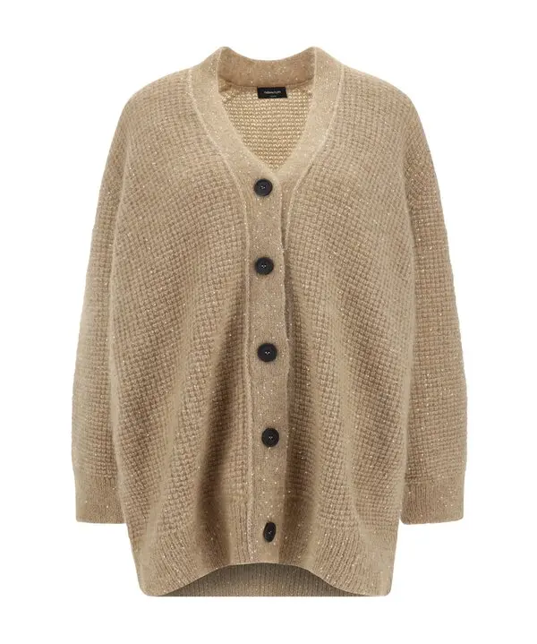 Fabiana Filippi Sequin Embellished V-neck Oversized Cardigan - Nude