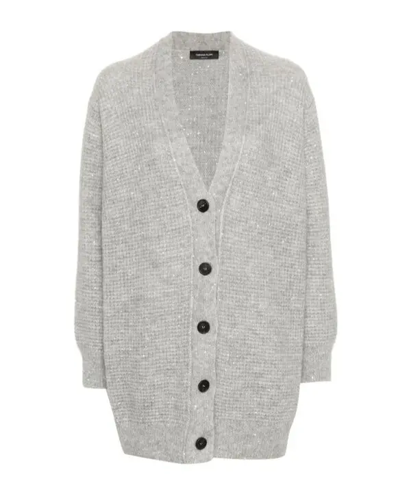Fabiana Filippi Sequin Embellished V-neck Cardigan - Gray