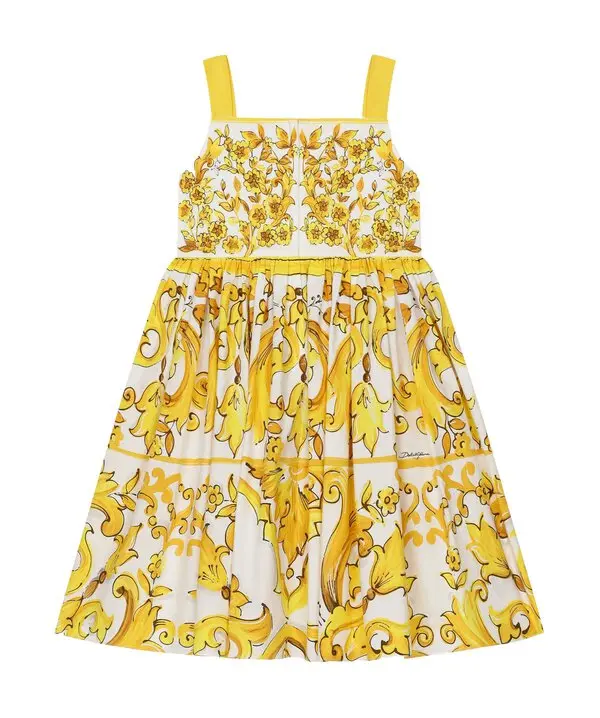 Dolce & Gabbana Majolica-print Cotton Dress - Yellow