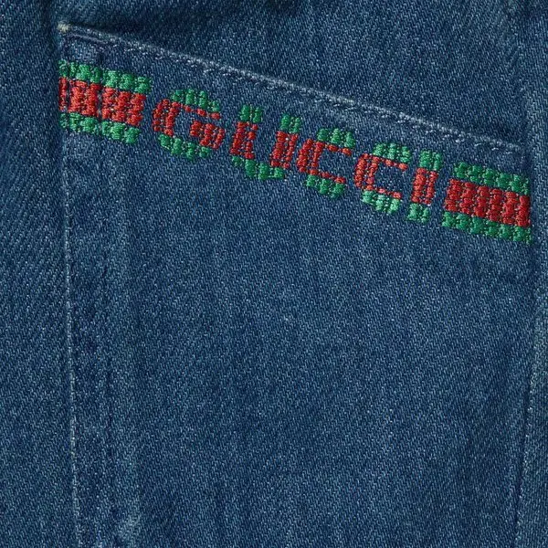 Gucci Denim Pants With Web Embroidery