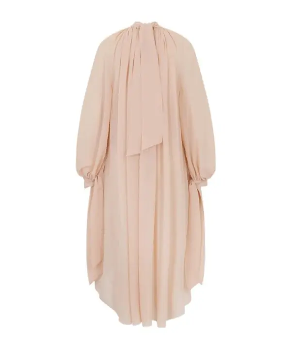 Chloé Georgette Silk Blouse With Lace High Collar And Pleated Sleeves