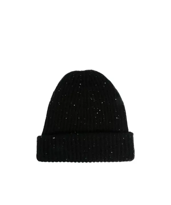 Fabiana Filippi Sequin Embellished Ribbed-knit Beanie - Black