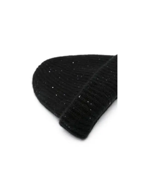 Fabiana Filippi Sequin Embellished Ribbed-knit Beanie - Black