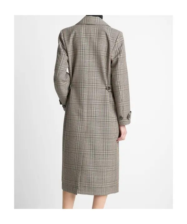 Vince Embossed Plaid Wool Coat
