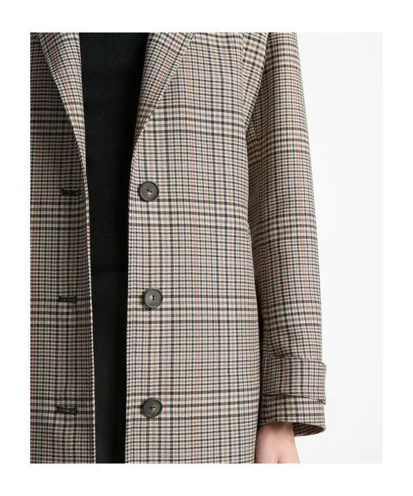 Vince Embossed Plaid Wool Coat