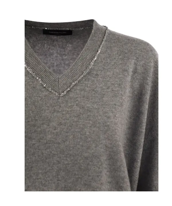 Fabiana Filippi V-neck Sequined Knit Jumper