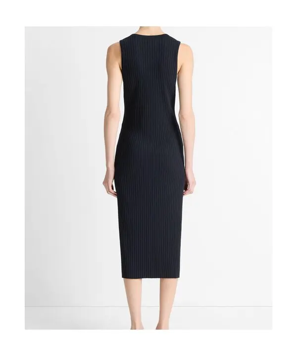 Vince Ribbed Cotton-blend Button-front Dress