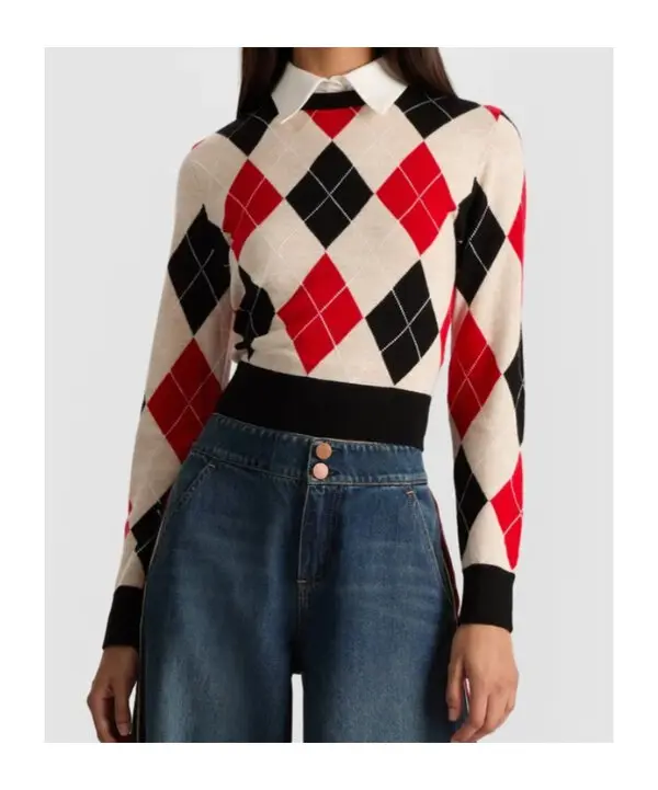 ALICEOLIVIA Carolann Argyle Pullover