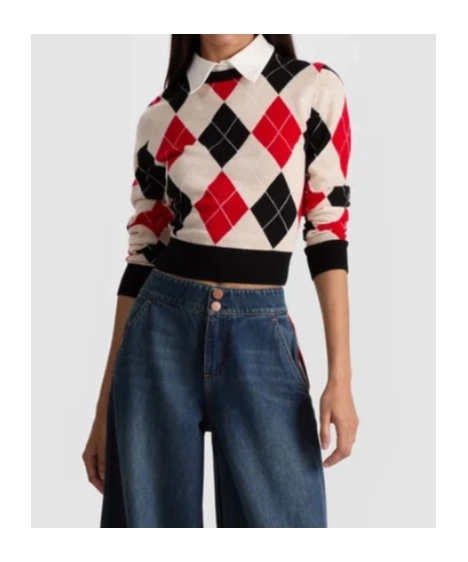 ALICEOLIVIA Carolann Argyle Pullover
