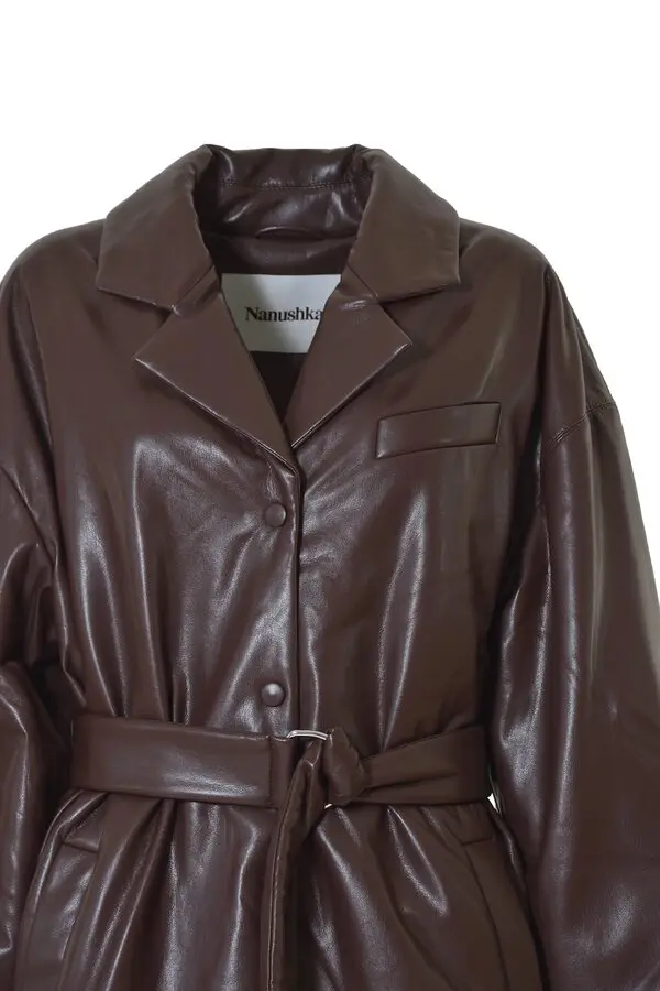 Nanushka Belted Faux-leather Blazer